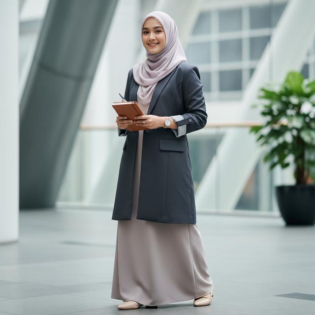 9 Model Gamis Kombinasi Blazer Formal untuk Acara Kantor, Pilihan ...