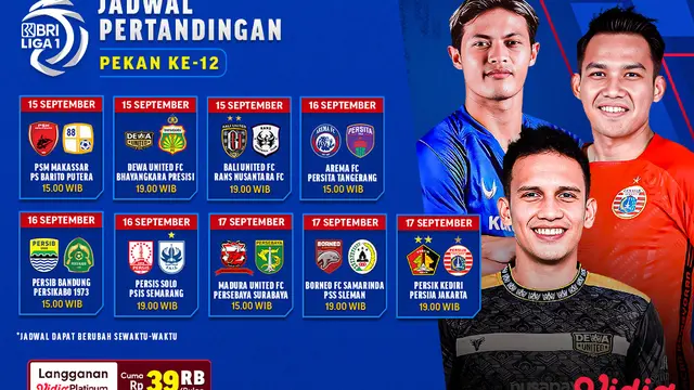 Jadwal dan Link Nonton Siaran Langsung BRI Liga 1 Pekan ke-12 di Vidio, 15-17 September 2023 ...