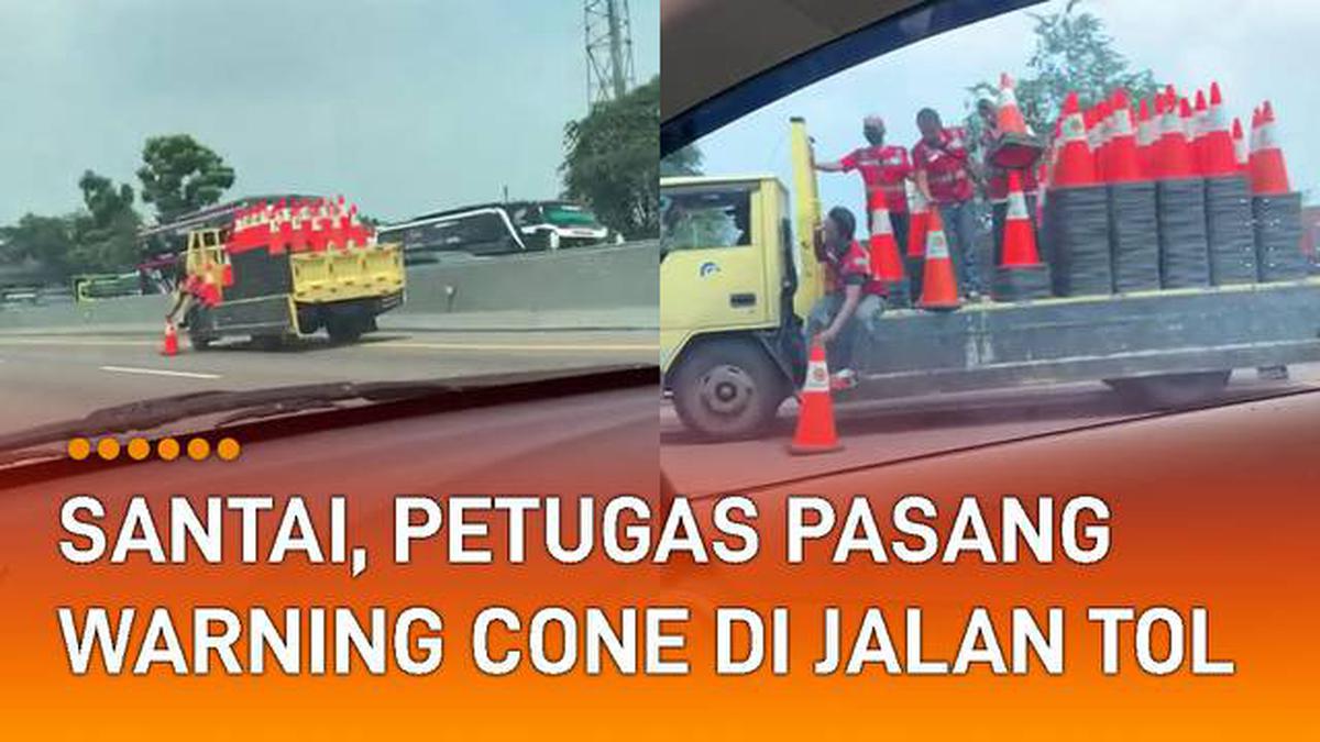 VIDEO: Santai dan Tenang, Aksi Petugas Pasang Warning Cone di Jalan Tol ...