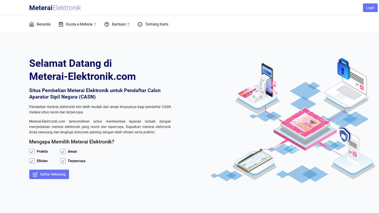 Layanan E-Meterai di Website Sudah Dapat Diakses Kembali, Cek Detailnya