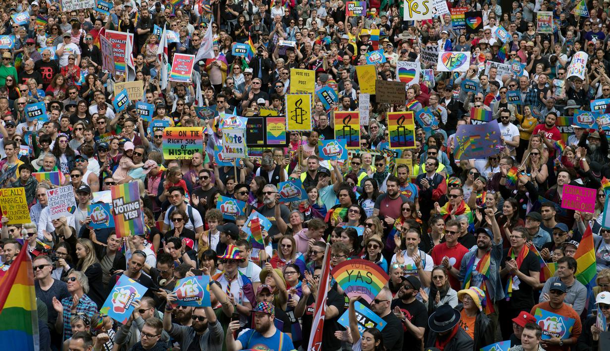 PHOTO: Banjiri Kota Sydney, Ribuan Kaum LGBT Demo Kesetaraan Pernikahan ...