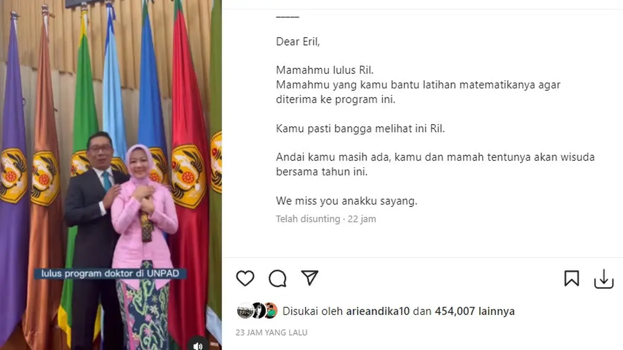 Atalia Praratya Lulus S3, Ridwan Kamil Kirim Surat Menyentuh untuk ...