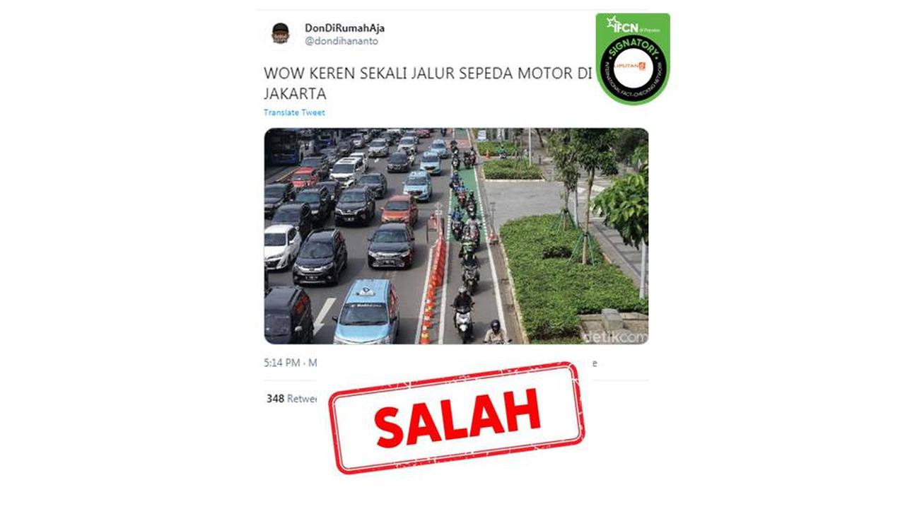 Cek Fakta: Tidak Benar Foto Ini Merupakan Jalur Sepeda Motor di Jakarta