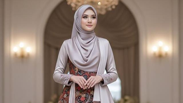10 Gamis Batik Brokat Kombinasi Satin Mewah, Tampil Anggun di Kondangan ...