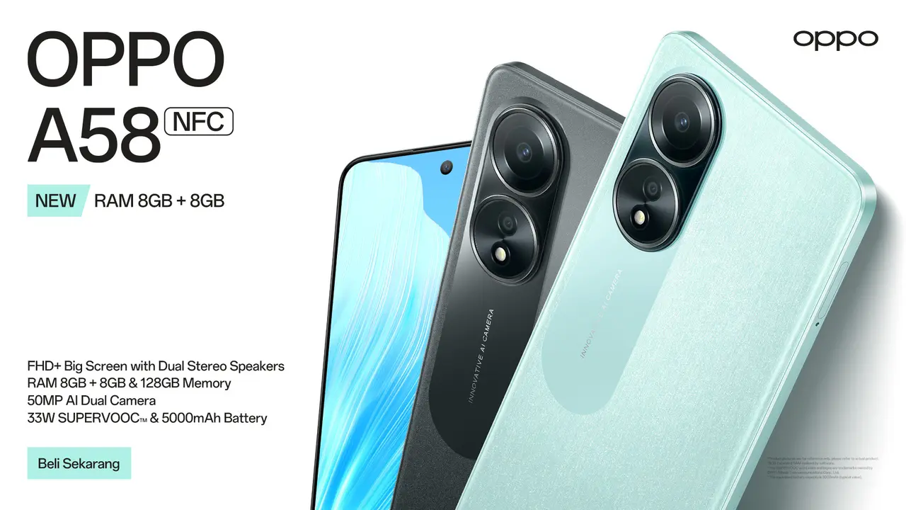 Oppo A58 dengan RAM 8GB Hadir di Indonesia, Ini Harga dan ...