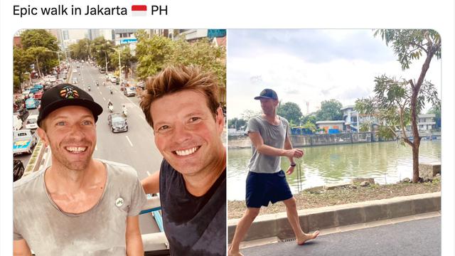 Potret Chris Martin Coldplay Jalan Kaki Nyeker di Jakarta Viral ...