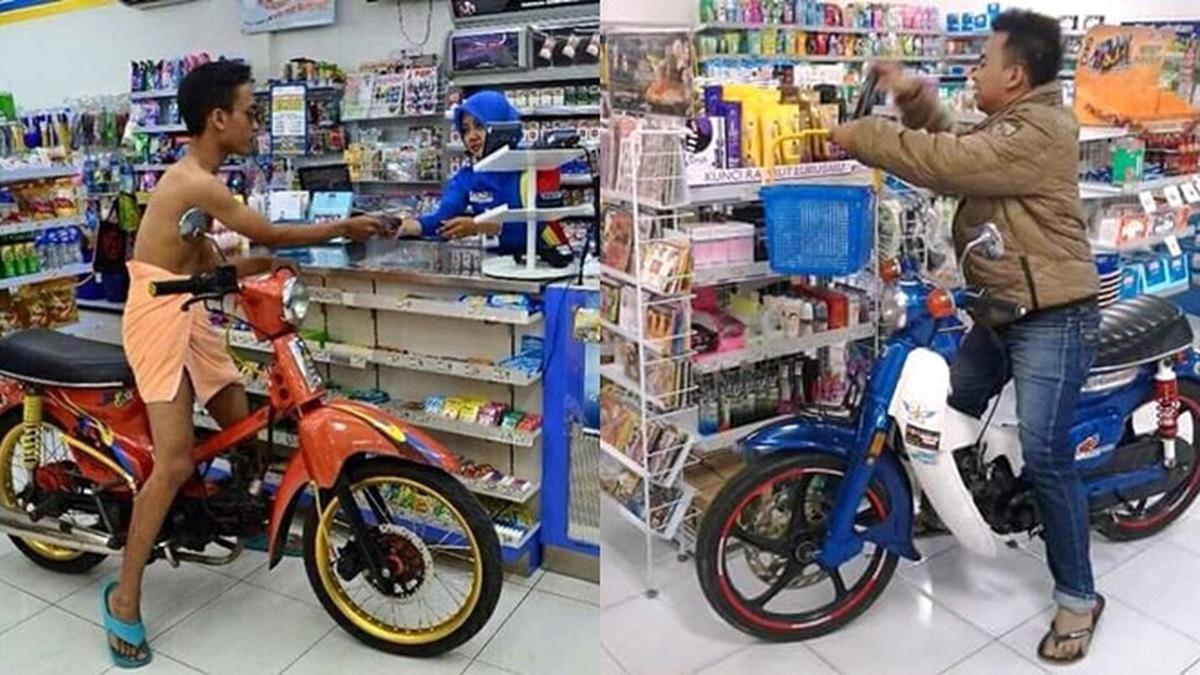 6 Aksi Absurd Belanja Pakai Motor di Minimarket Ini Bikin Ngakak - Hot ...