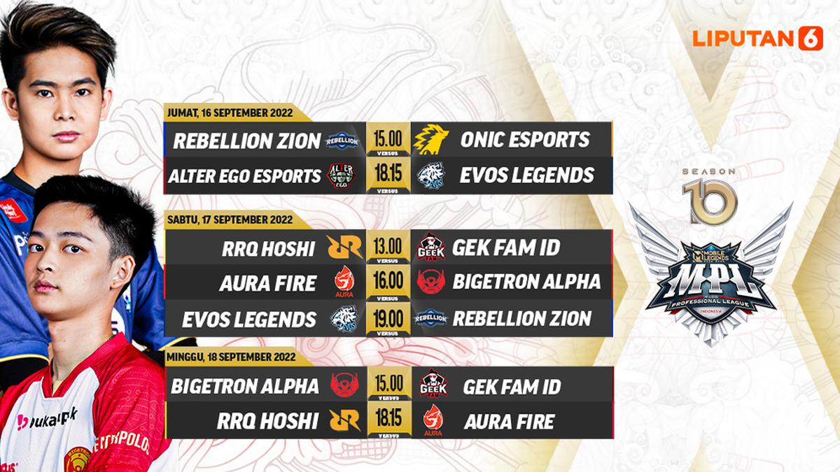 Jadwal dan Link Streaming MPL Indonesia Season 10 Matchweek 6 di Vidio, 16-18 September 2022
