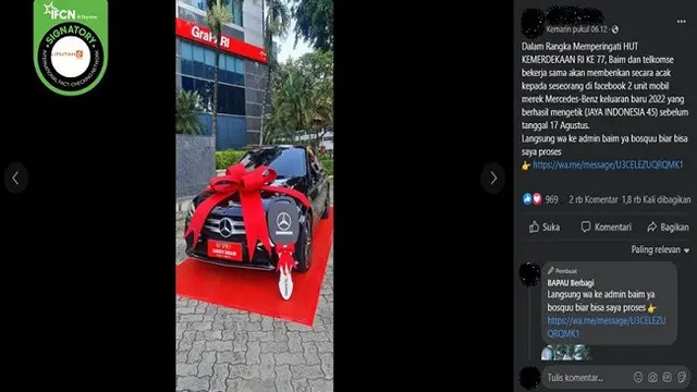 Cek Fakta: Hoaks Telkomsel dan Baim Wong Bagi-Bagi Mercedes Benz ...