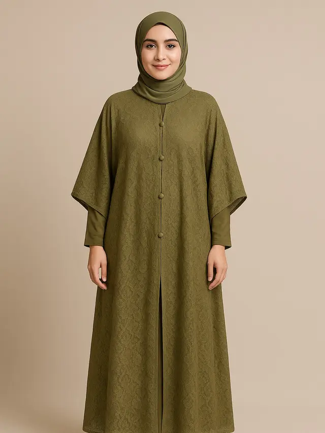 10 Model Gamis Brokat Belah Depan Paling Trendi 2025 dengan Detail Cantik