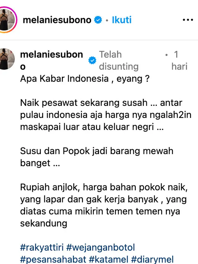 Melanie Subono Unggah Foto Lawas dengan BJ Habibie, Curhat Tiket Pesawat Mahal dan Rupiah Anjlok ...