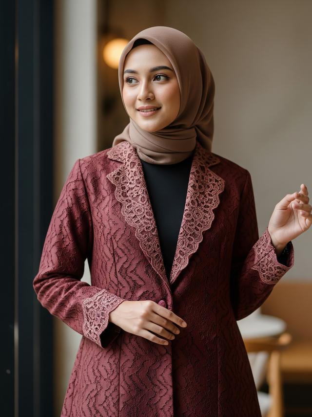 8 Model Abaya Blazer Brokat 2025, Elegan dan Modern untuk Segala Acara