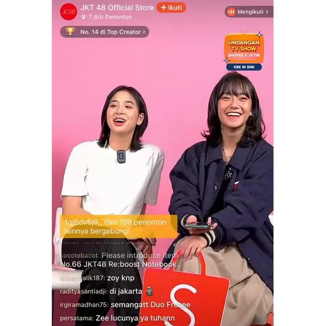 Zee dan Freya JKT48 Sukses Ramaikan Shopee Live, Intip Banyaknya Respons Positif dari Warganet ...
