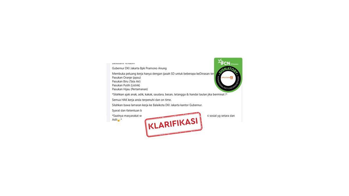 Cek Fakta: Klarifikasi Pesan Berantai Gubernur DKI Jakarta Telah Resmi ...