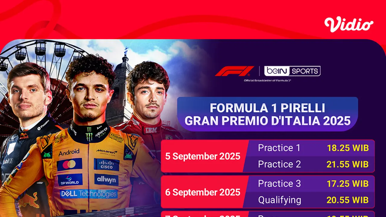Link Live Streaming F1 Italia Grand Prix 2025: Eksklusif di Vidio - Ragam Bola.com