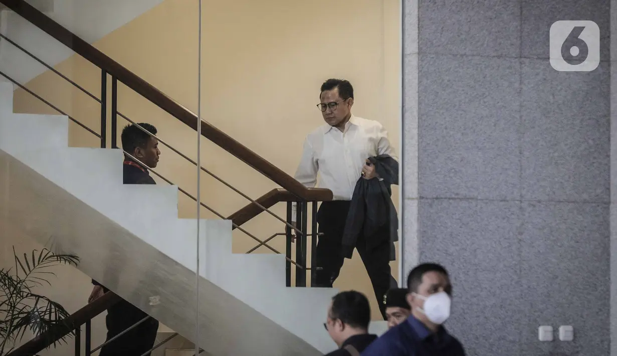 Momen Cak Imin Tiba di KPK Sebagai Saksi Korupsi Kemnaker - Foto Liputan6.com