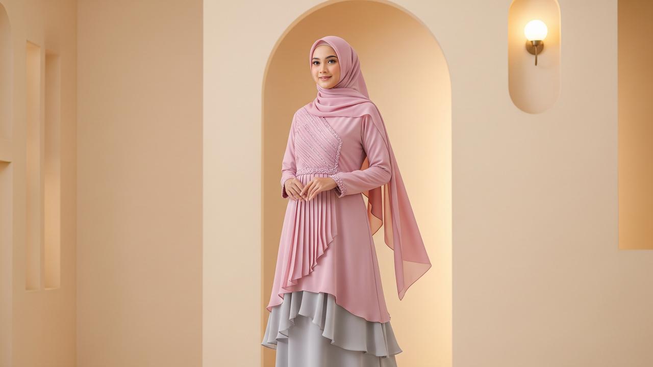 9 Model Gamis Elegan Kombinasi 2 Warna untuk Ramadan 2026, Anggun ...