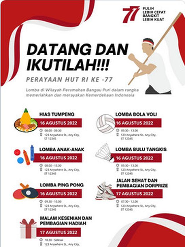 9 Contoh Brosur Lomba 17 Agustus Unik dan Baru, Begini Cara Membuat ...
