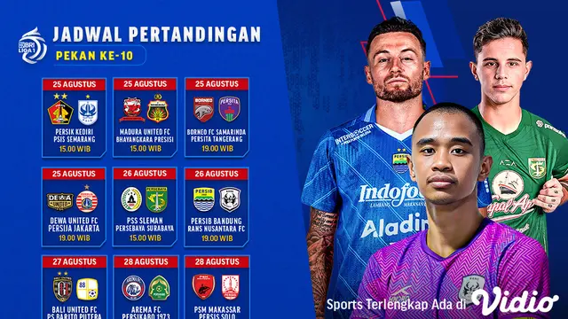 Jadwal Siaran Langsung BRI Liga 1 2023/2024 Pekan 10 di Vidio, 25-28 Agustus 2023 - Indonesia ...