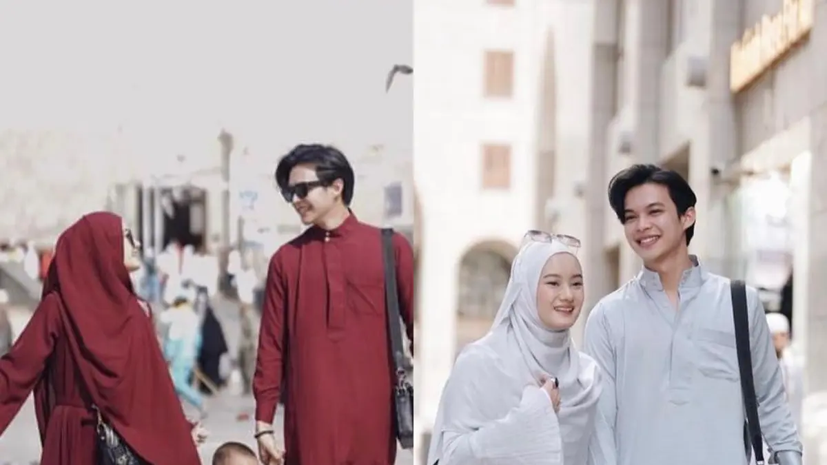 7 Potret Gaya Kompak Rey Mbayang dan Dinda Hauw saat Umrah Bareng Buah ...