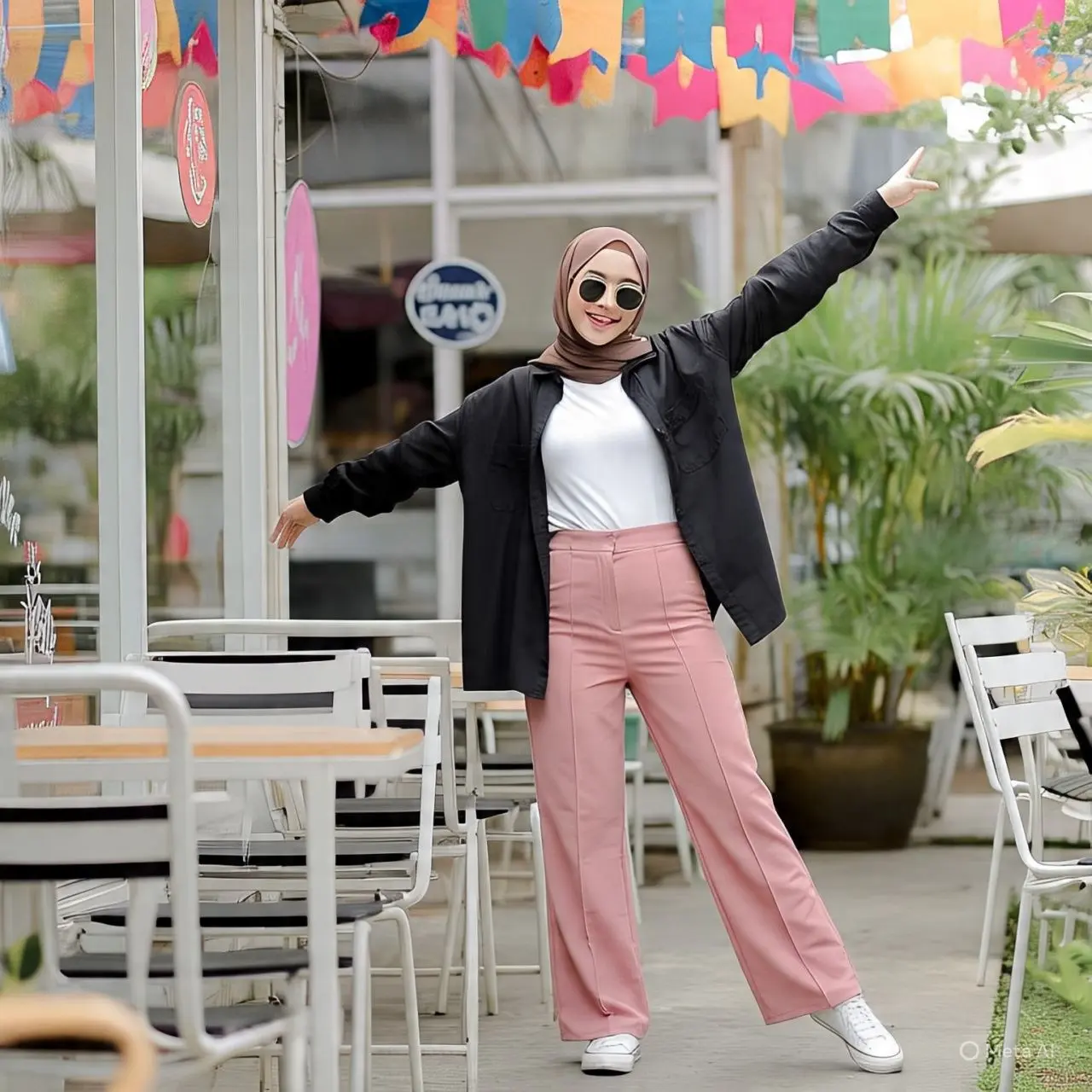 Inspirasi 10 Padu Padan Outfit Kemeja Hitam Wanita Hijab, Simple dan ...