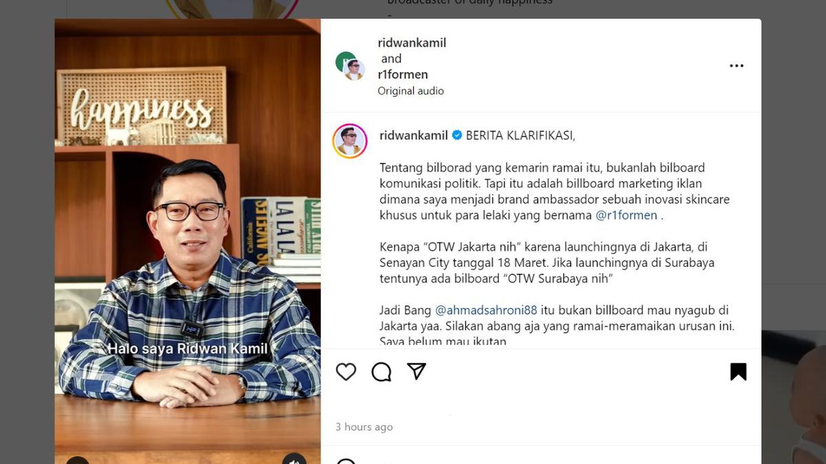 Ridwan Kamil Sempat Buat Heboh dengan Baliho OTW Jakarta, Ternyata ...