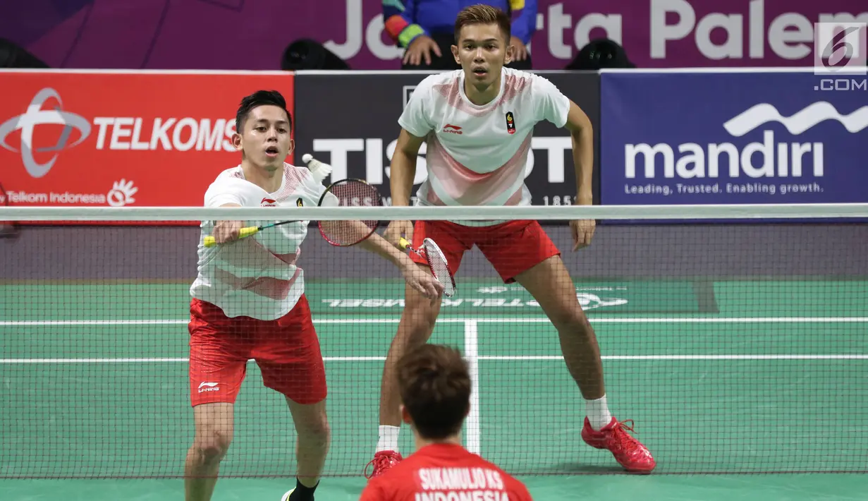 FOTO: Aksi Dua Ganda Putra Indonesia di Final Perseorangan Asian Games ...