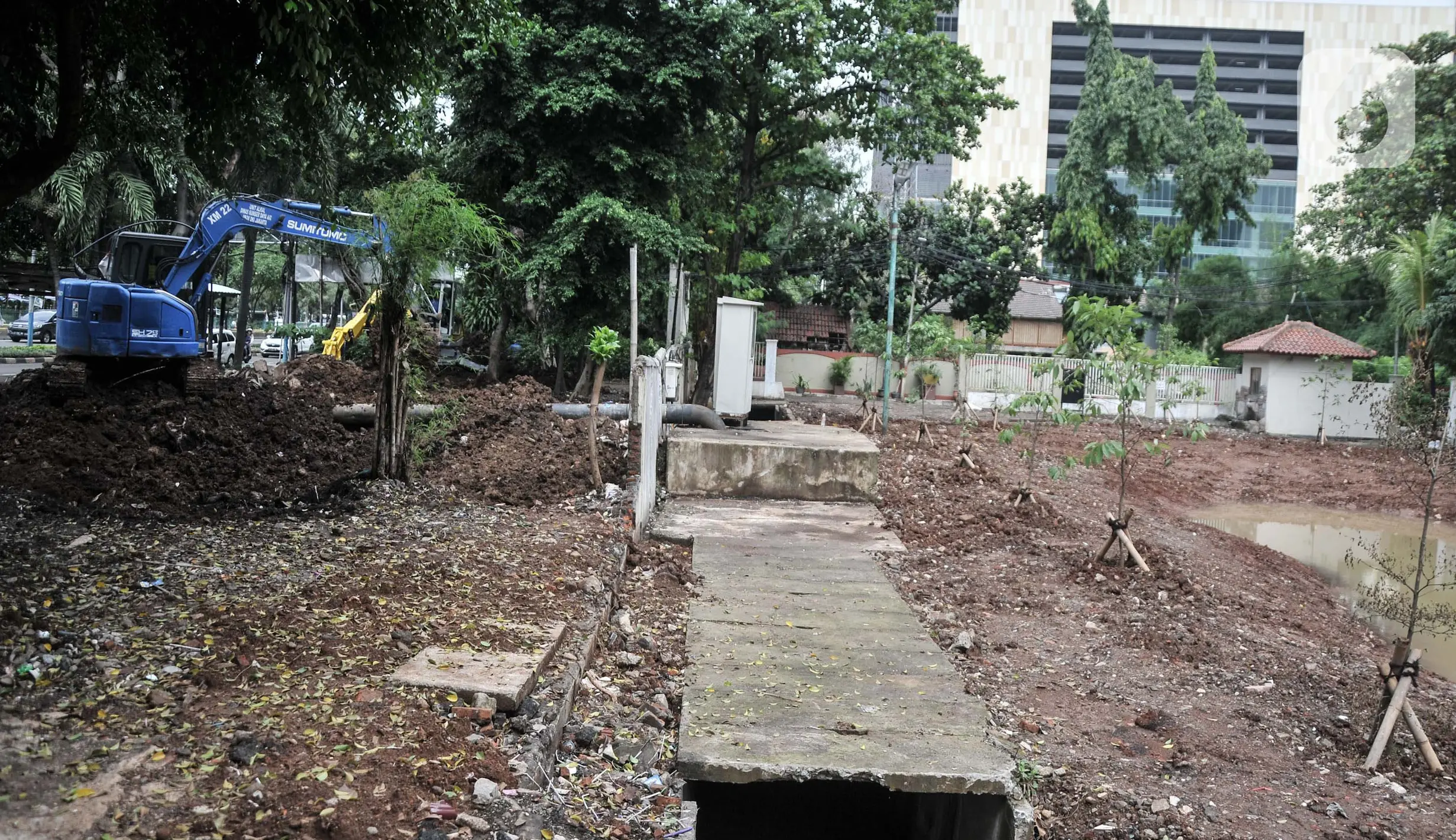 Pembangunan Embung Cempaka Putih - Foto Liputan6.com