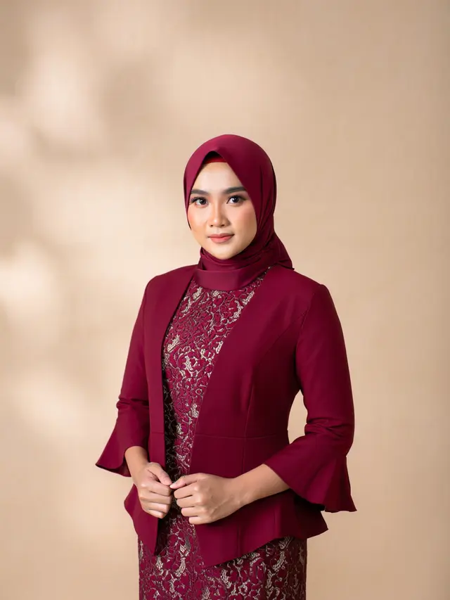 7 Model Gamis Brokat Maroon dengan Aksen Blazer Muslimah Simple 2025, Anggun dan Modern - Hot ...