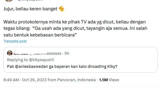 Kiky Saputri Puji Anies Baswedan yang Anti-Baper Saat Di-roasting: Jujur, Beliau Keren - ShowBiz ...