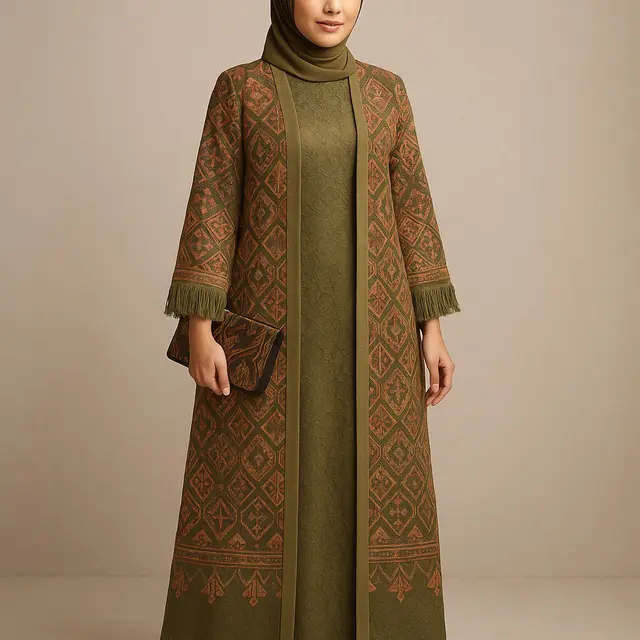 7 Model Gamis Brokat Kombinasi Outer Panjang Kekinian 2025, Tampil ...