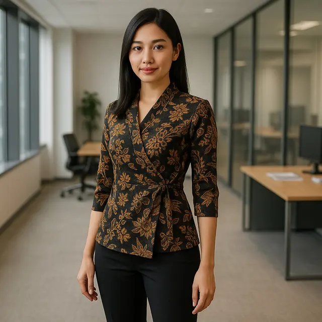 7 Model Atasan Batik Kantoran Slim Fit untuk Wanita, Elegan dan ...