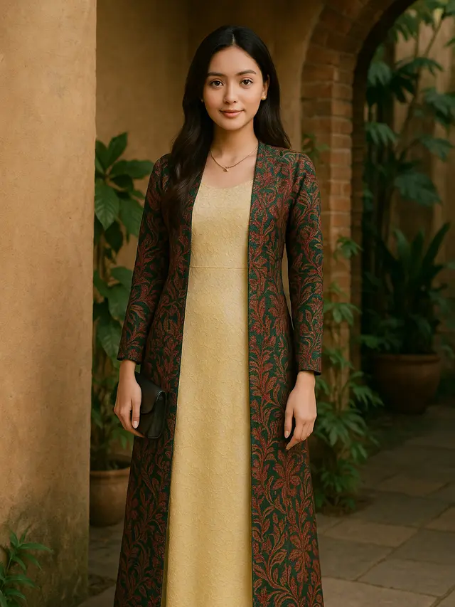 9 Model Long Dress Brokat Kombinasi Outer Batik Panjang Kekinian 2025 ...