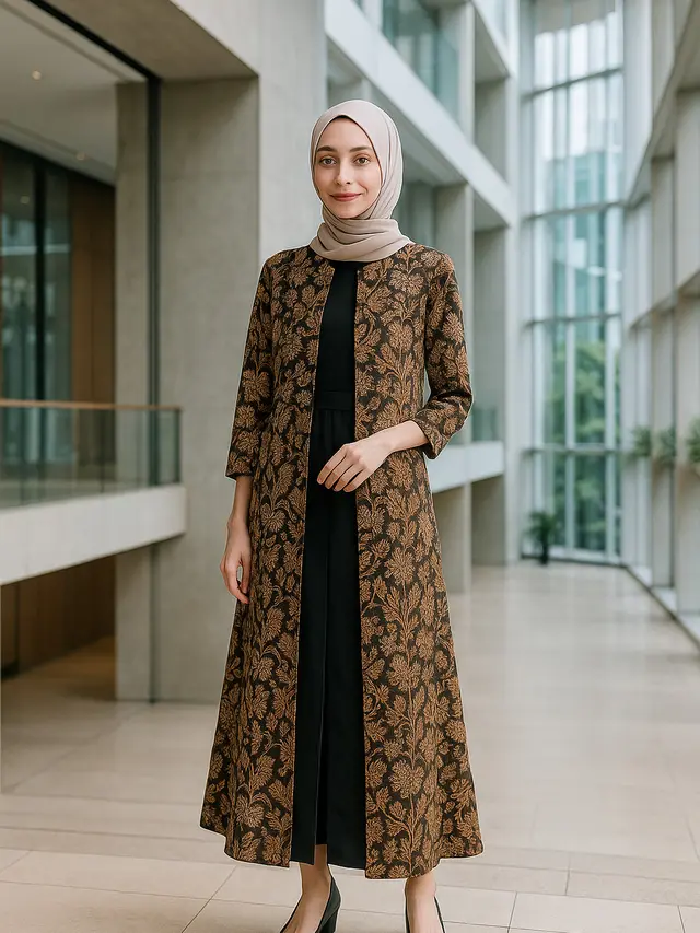 Rekomendasi 8 Gamis Batik Belah Tengah Modern untuk ke Kantor 2025 ...