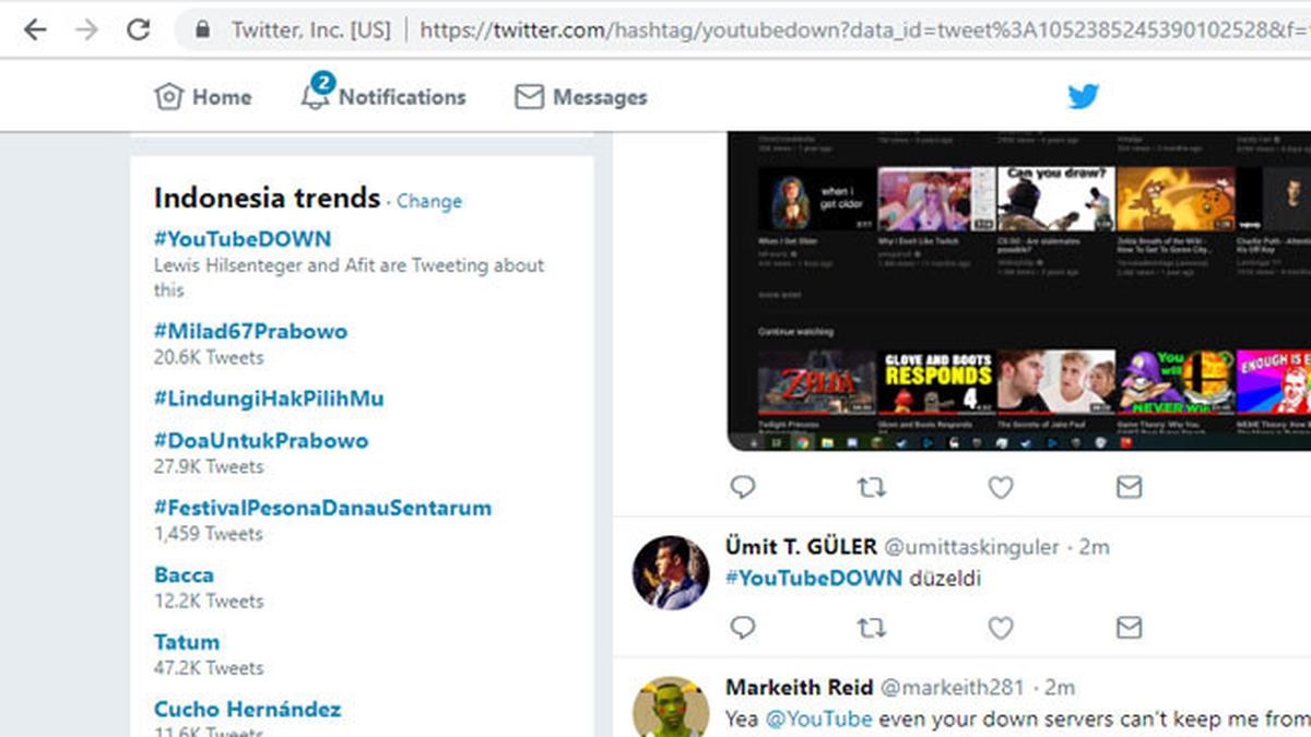 YouTube Down Jadi Trending Topic di Twitter