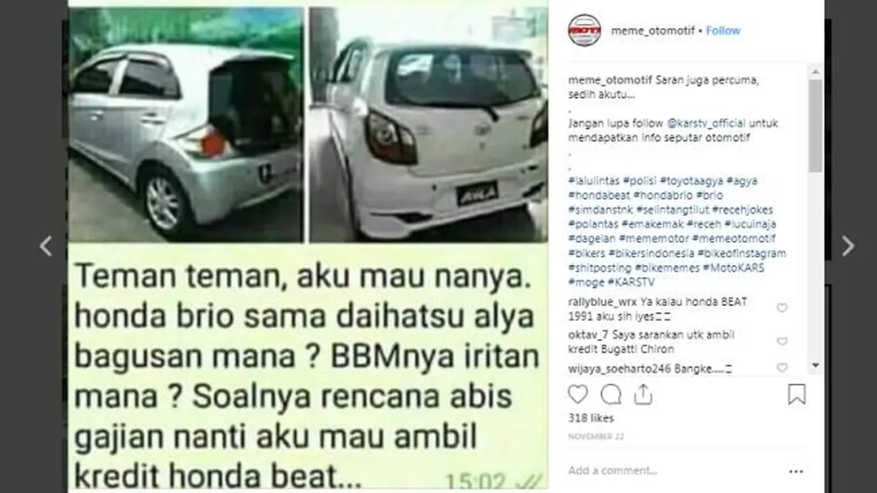 Meme Otomotif: Pilih Daihatsu Ayla atau Honda Brio? - Otomotif Liputan6.com