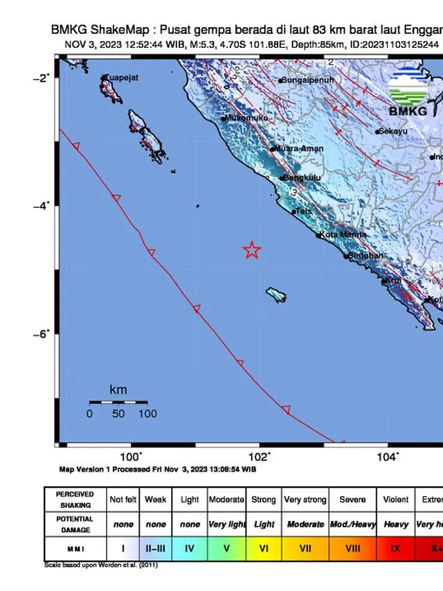 Gempa M 5,2 Guncang Enggano Bengkulu, Tidak Berpotensi Tsunami - News Liputan6.com
