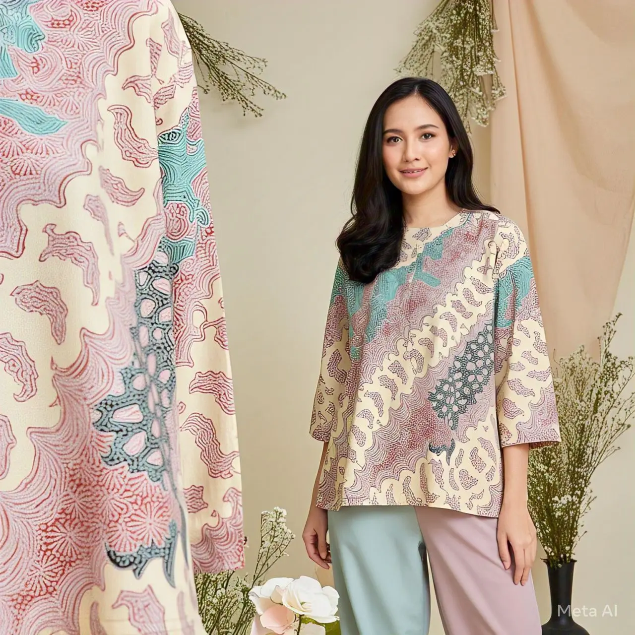 5 Model Baju Batik Atasan Wanita Lengan Panjang Modern 2025 ...