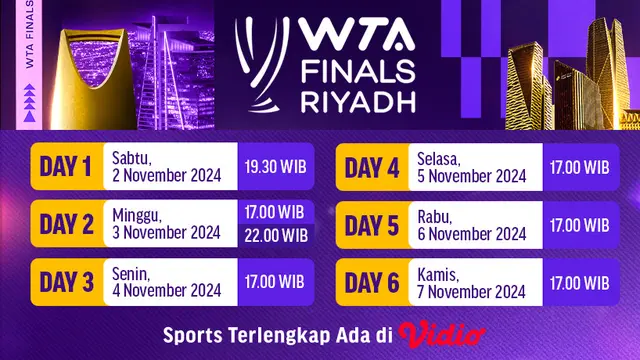Jadwal dan Live Streaming WTA Finals Riyadh 2024 di Vidio - On Off Liputan6.com