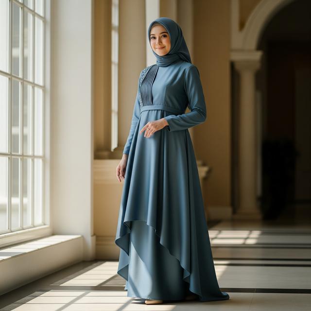 9 Model Gamis yang Menyamarkan Perut Buncit, Tampil Percaya Diri