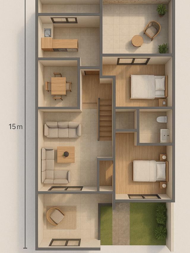 5 Desain Denah Rumah Mewah Ukuran 8x15 m, Bisa Jadi Referensi