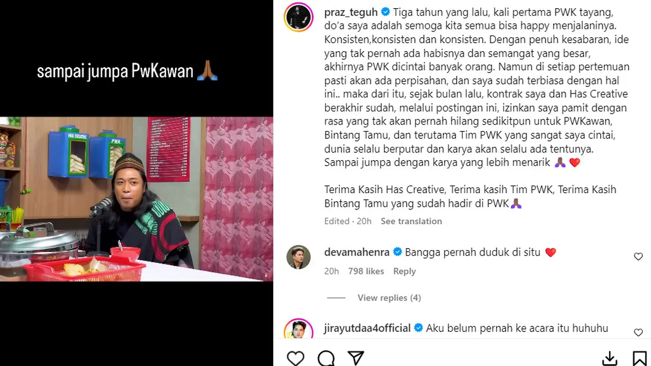 Heboh Praz Teguh Pamit dari PWK, Ini Penyebabnya - ShowBiz Liputan6.com