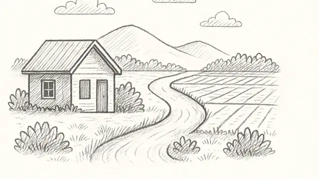 11 Sketsa Gambar Rumah dan Pemandangan yang Mudah Ditiru Pemula ...