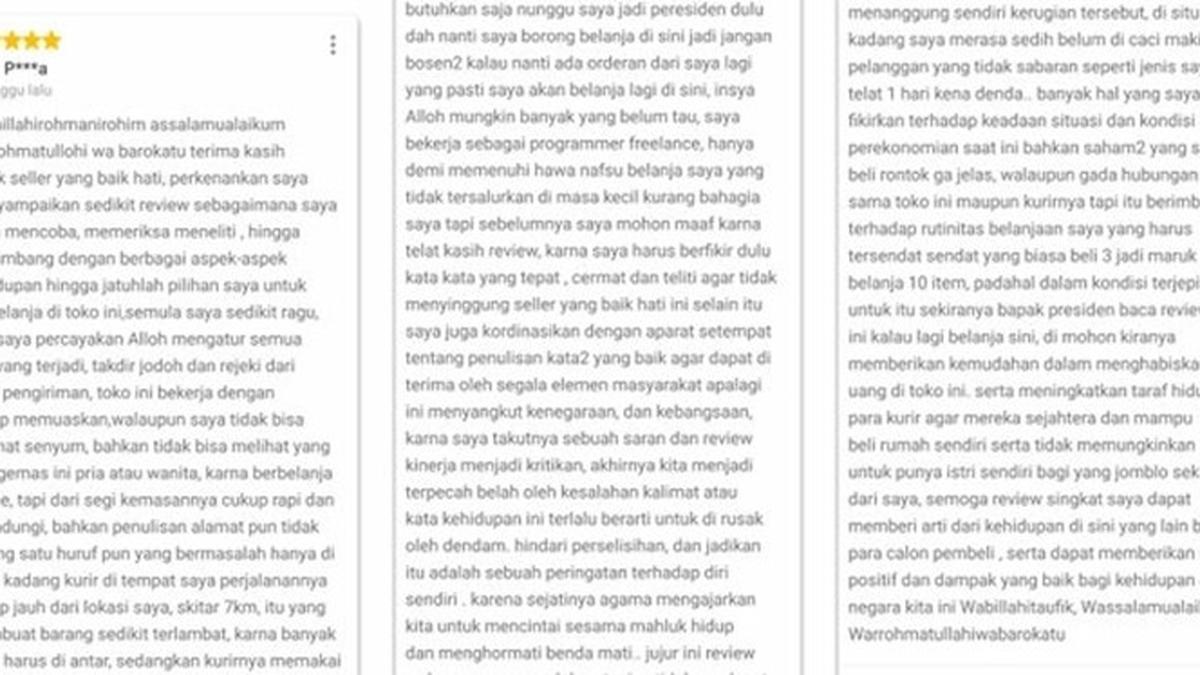 6 Ulasan Pembeli Online Shop Panjang Lebar Bak Cerpen Ini Nyeleneh