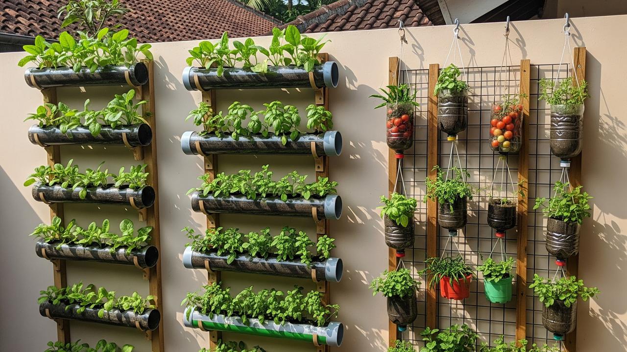 9 Desain Kebun Sayur Minimalis Vertikal Pakai Rak dan Pot Gantung ...