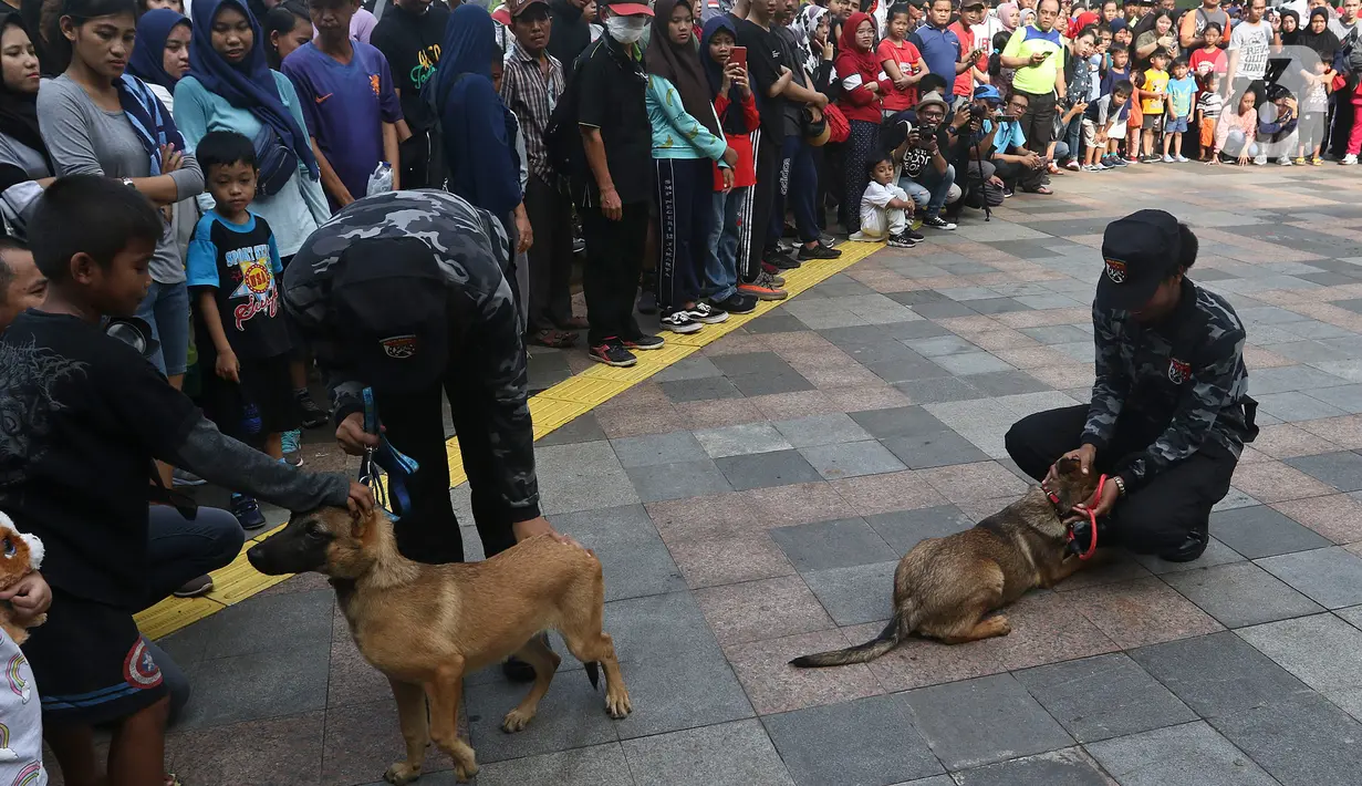 FOTO: Aksi Detasemen K9 Gelar Simulasi Proteksi di HI - Foto Liputan6.com