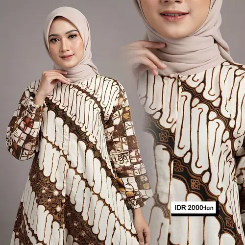 Model Dress Batik Kombinasi Modern Remaja