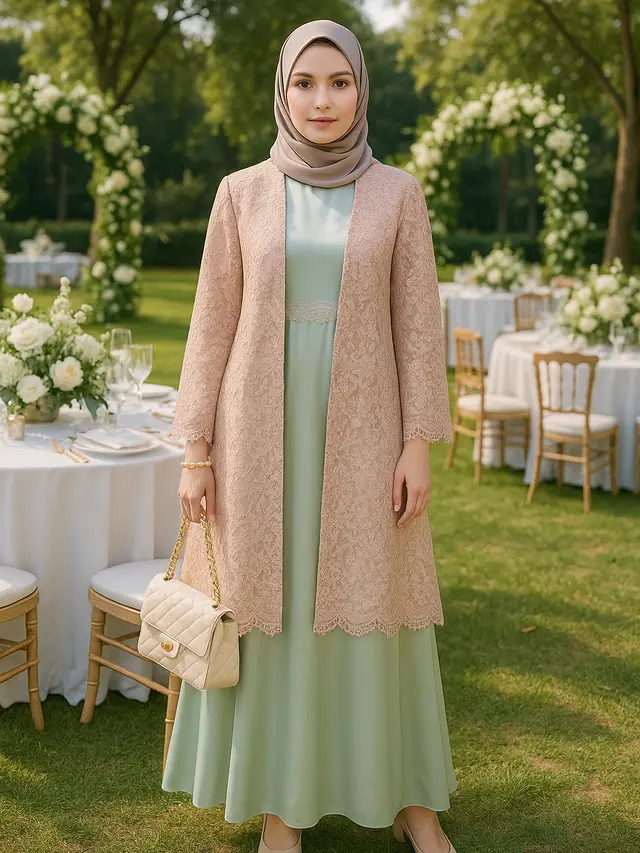 7 Model Gamis Satin Outer Brokat Elegan untuk Acara Spesial - Hot ...