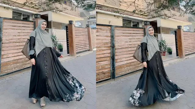7 Inspirasi Outfit Gamis Oki Setiana Dewi, Tampil Anggun Dalam Balutan ...
