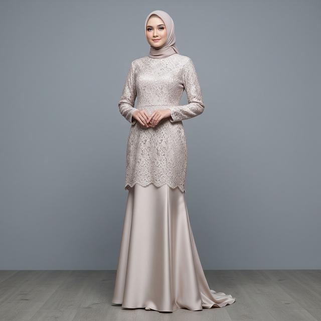 9 Model Gamis Brokat Premium dengan Potongan Mermaid Modern, Tampil Mewah